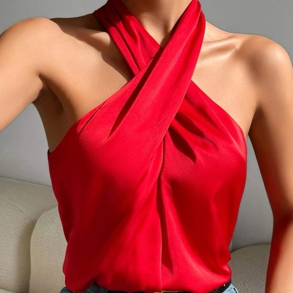 Tops | Red Halter Top | Poshmark